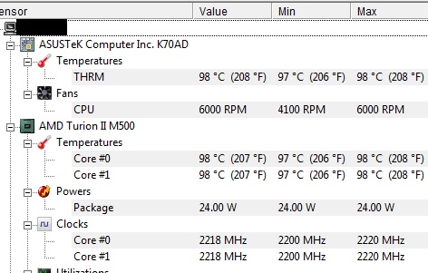 Wird das Notebook zu warm? - HWMonitor gibt 98° (für THRM & CORE 1 / 2) an | ComputerBase Forum