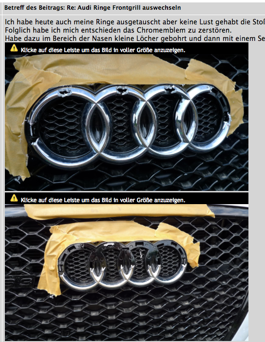 8VA-VFL - Audi Ringe vorn ausbauen, zerstören | Audi RS3 - Forum
