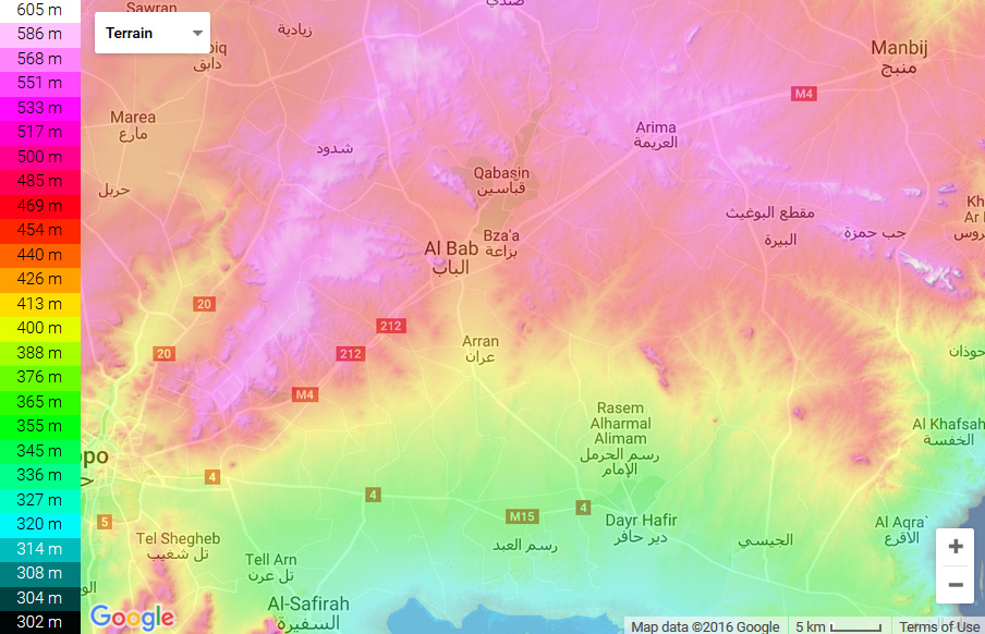 Topographic map of Al-Bab situation with rough frontlines : r ...